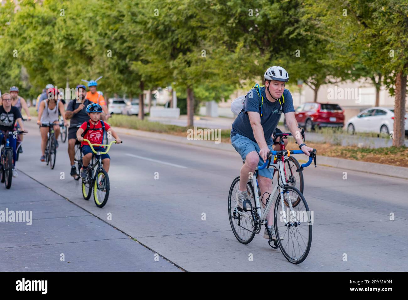 Oklahoma, SEP 29 2023 - Many people were joining the Full Moon Bike ...