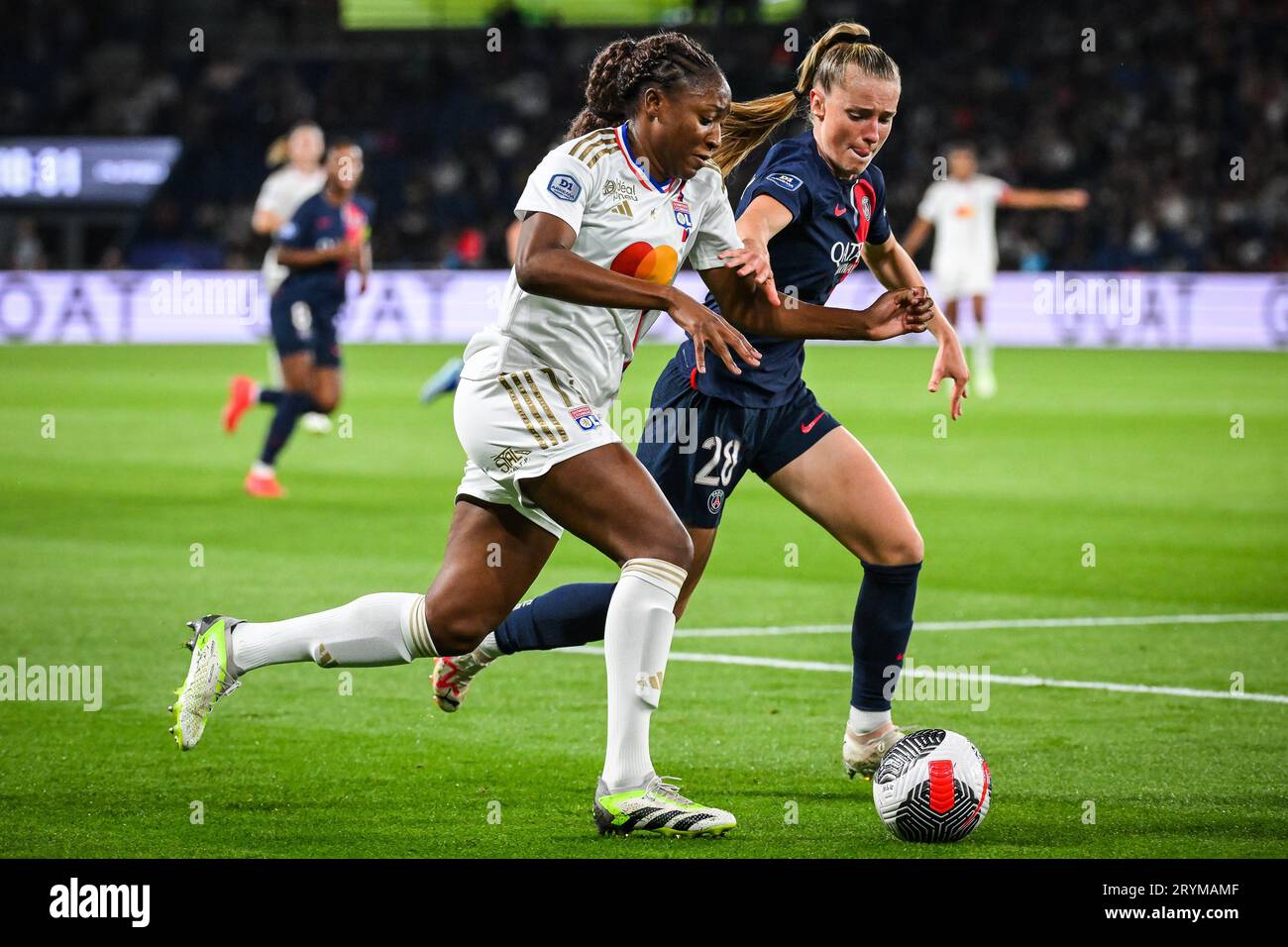 Kadidiatou DIANI of Lyon and Jade LE GUILLY of PSG during the womenâ€™s ...