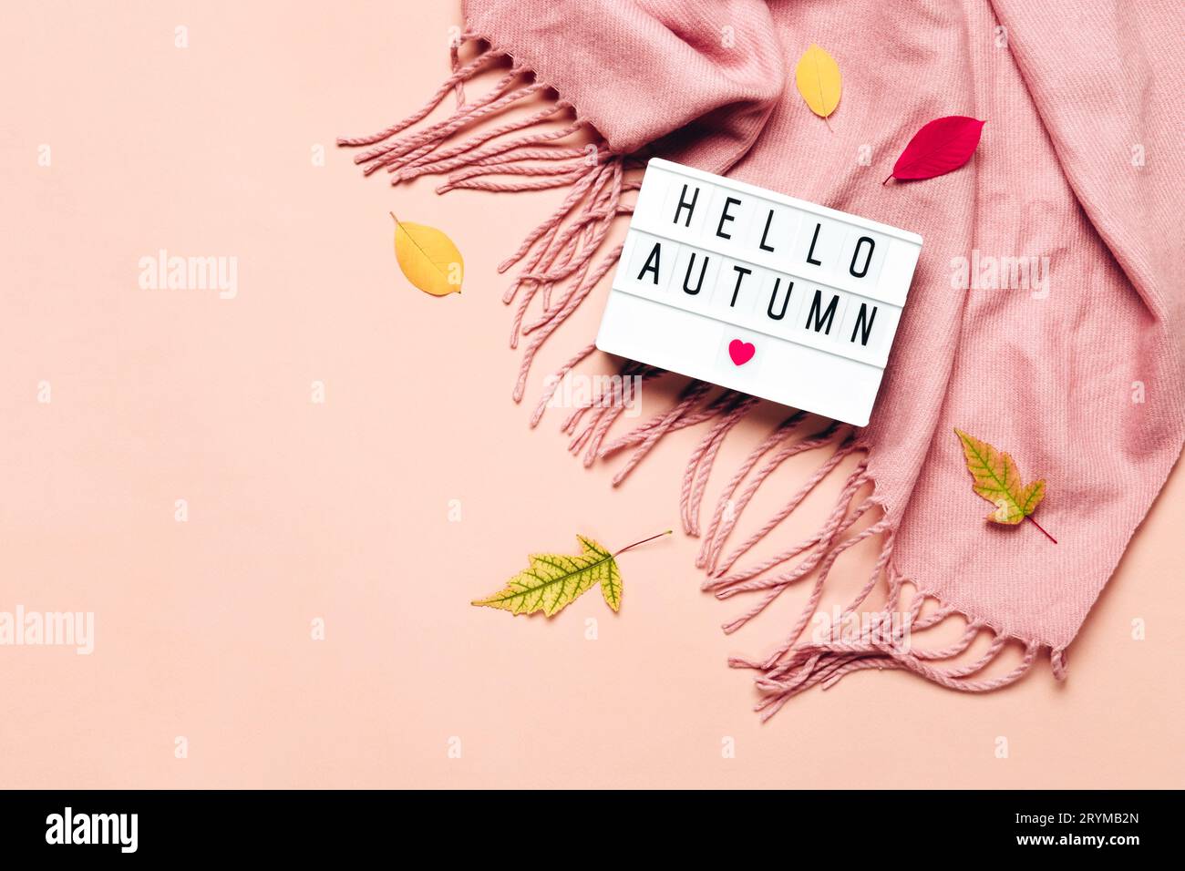 Hello autumn text leaves hi-res stock photography and images - Alamy