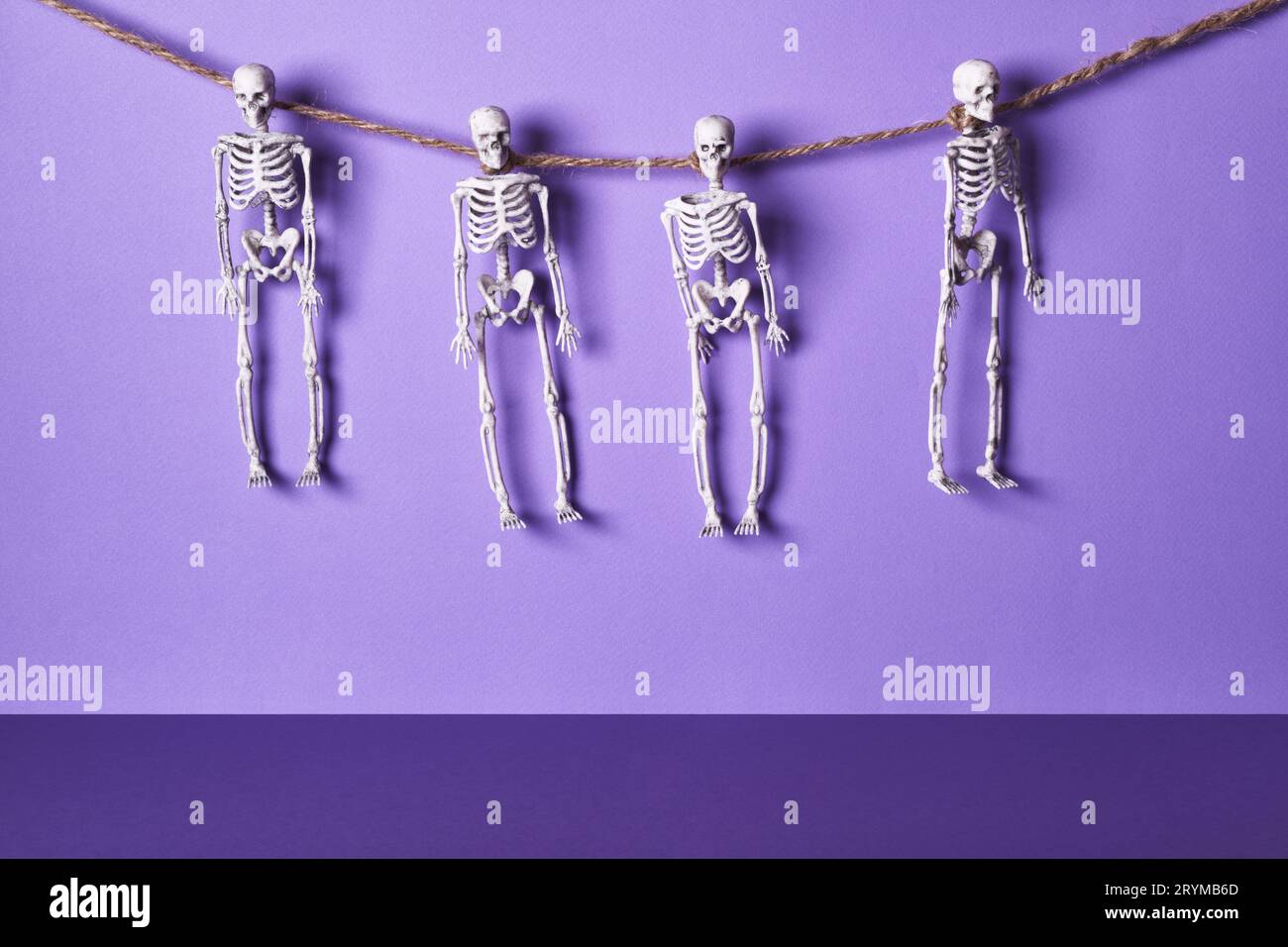 Skeleton Garland on purple background. Halloween party decorations ...