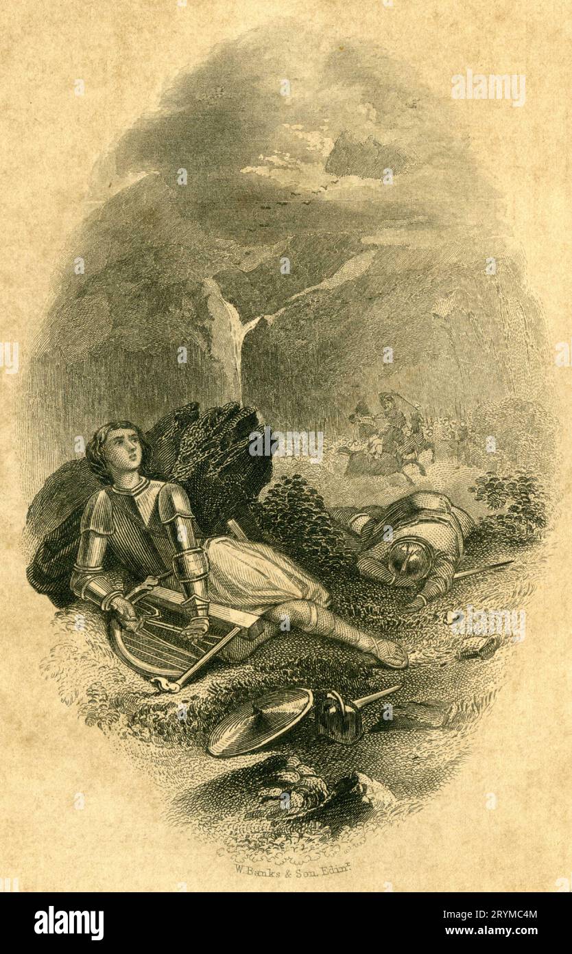 Engraving of a young minstrel Stock Photo - Alamy