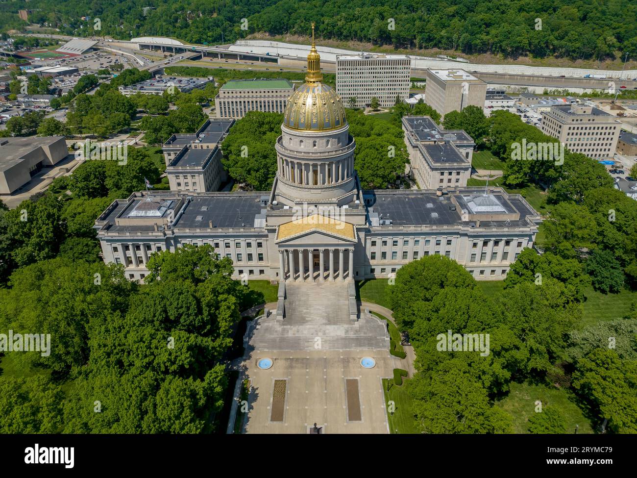 Aerial View Of The West Virginia State Capitol Building And Grounds ...