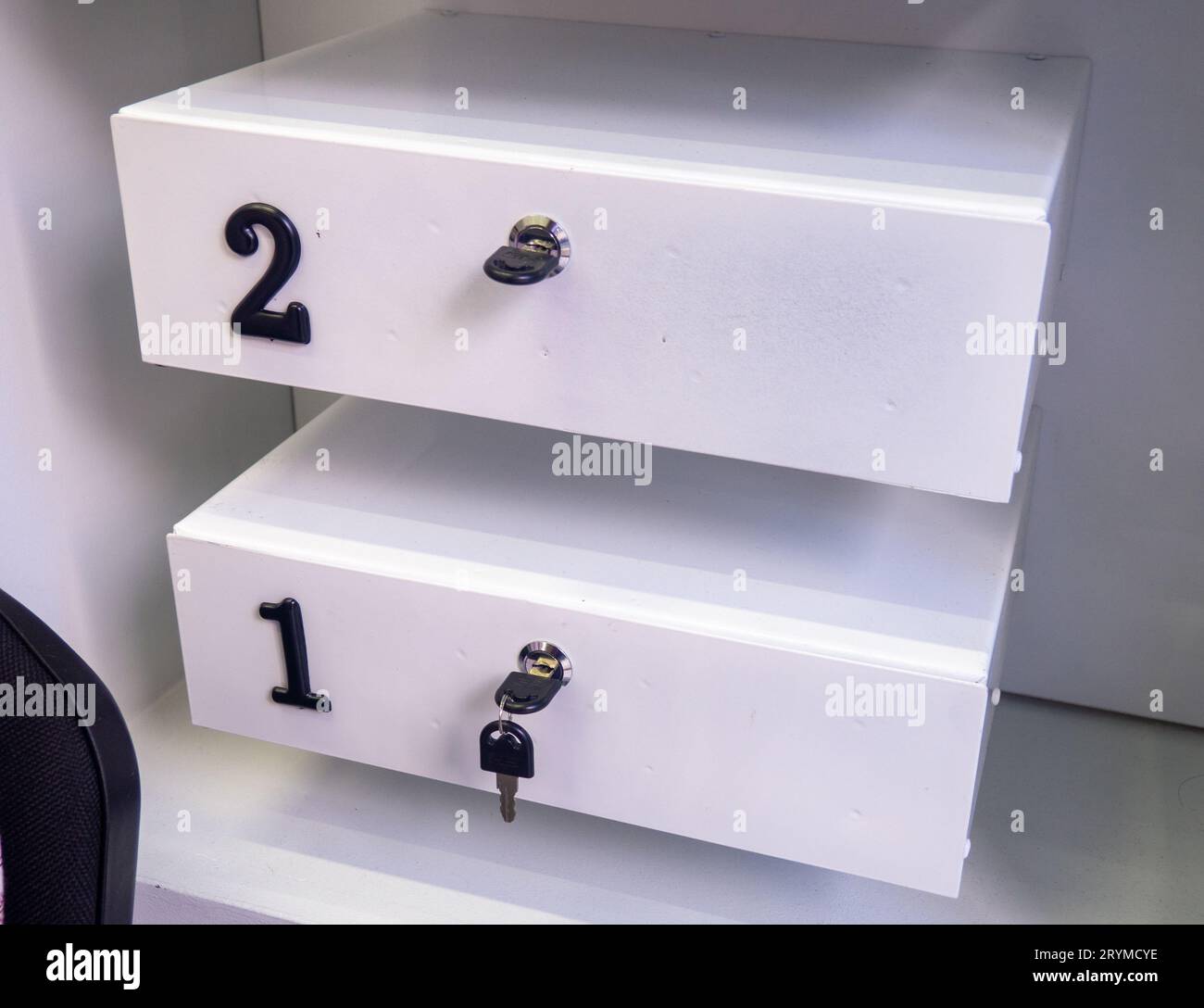 Boxes in the post office. Mini safe with key. The concept of secure ...