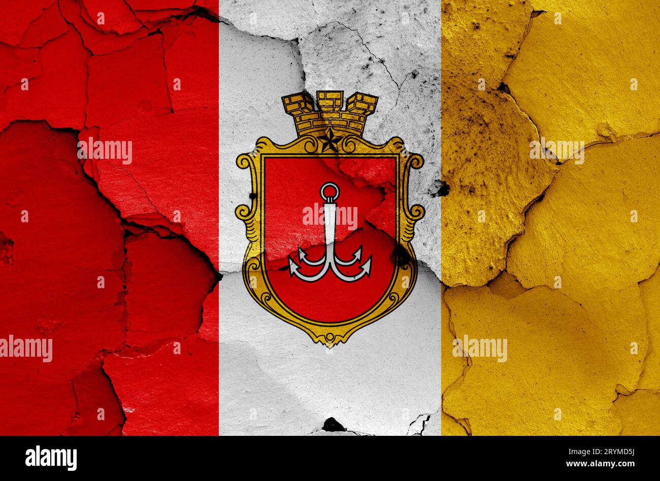 Flag of Odesa painted on cracked wall Stock Photo - Alamy
