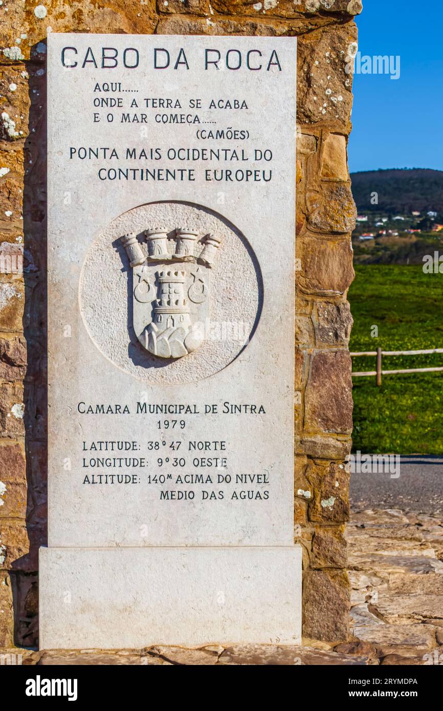 Cabo Da Roca, Sintra, Portugal. The most western point in continental ...