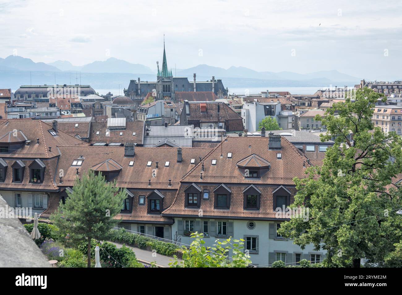 Panorama of old town of city of Lausanne, Canton of Vaud, Switzerland ...