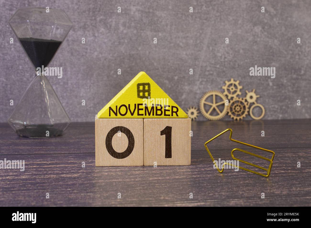 November 1st. Image of november 1 wooden color calendar on white brick ...