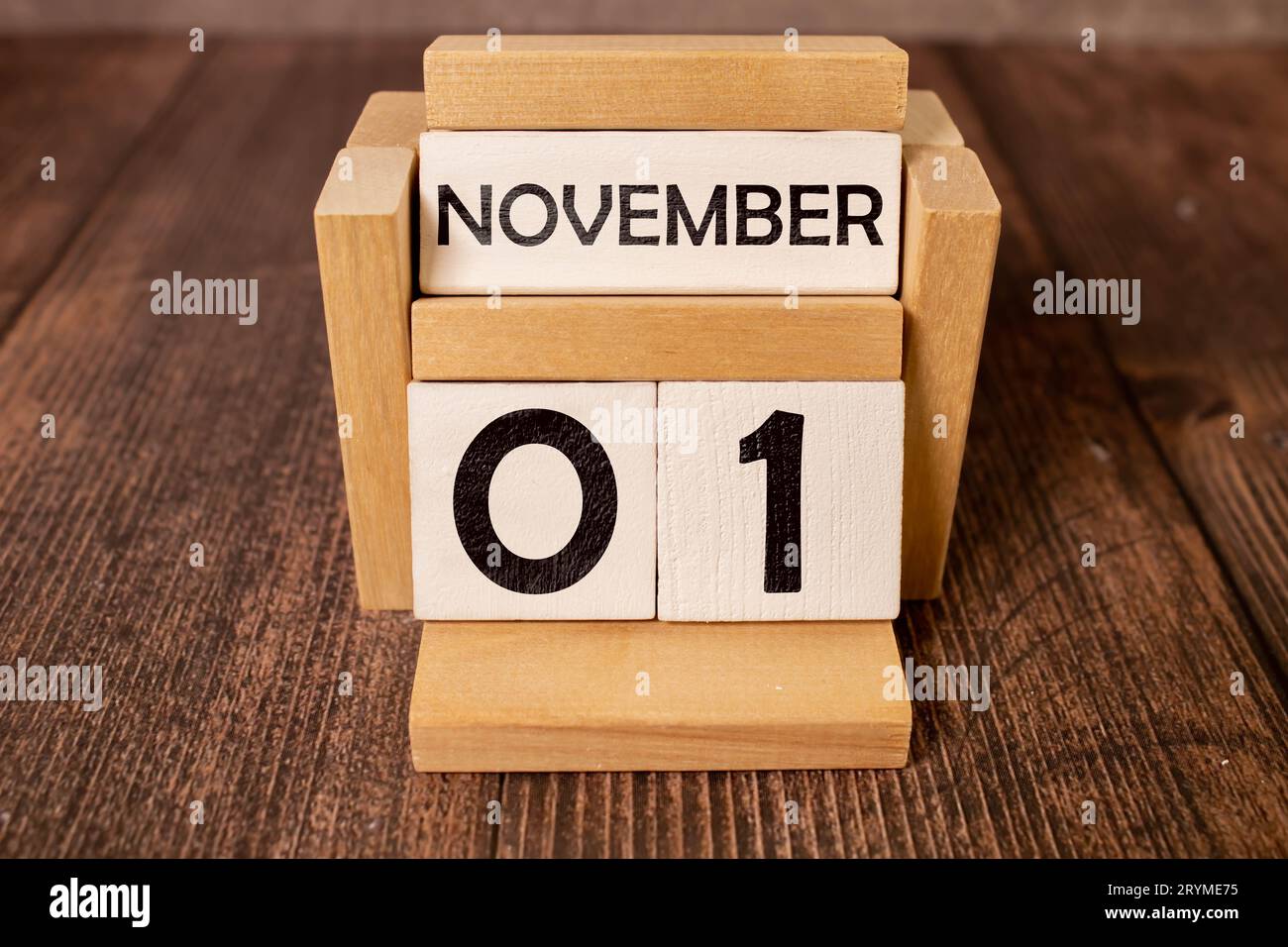 November 1st. Image of november 1 wooden color calendar on white brick ...