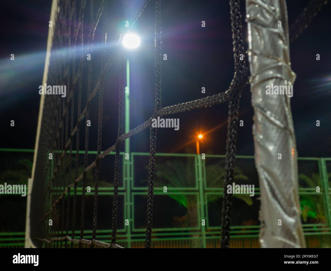 Volleyball net close-up. Concept.Sports spotlight light. Beach ...