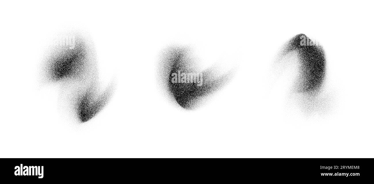 Abstract textured smudge elements. Noise grain stippled gradient stains ...
