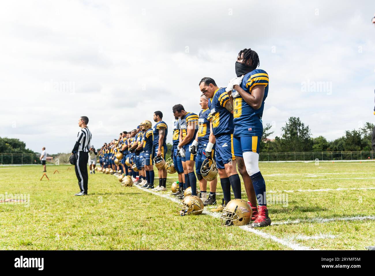 Camacari, Bahia, Brazil - September 30, 2023: American football players from the Cavalaria 2 de ...