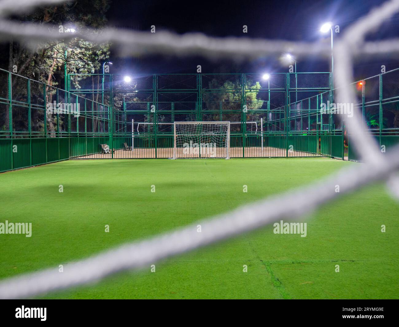 Mini football game concept. Mini football field in the park ...