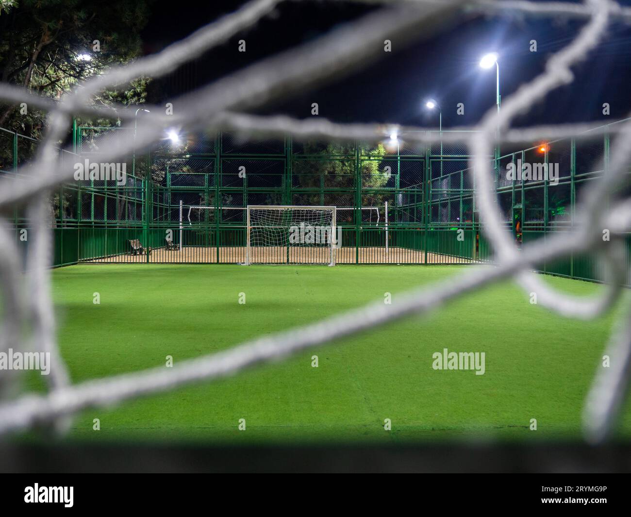 Mini football game concept. Mini football field in the park ...