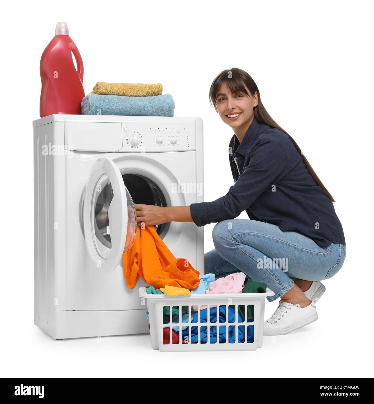 Woman putting out washing Cut Out Stock Images & Pictures - Alamy