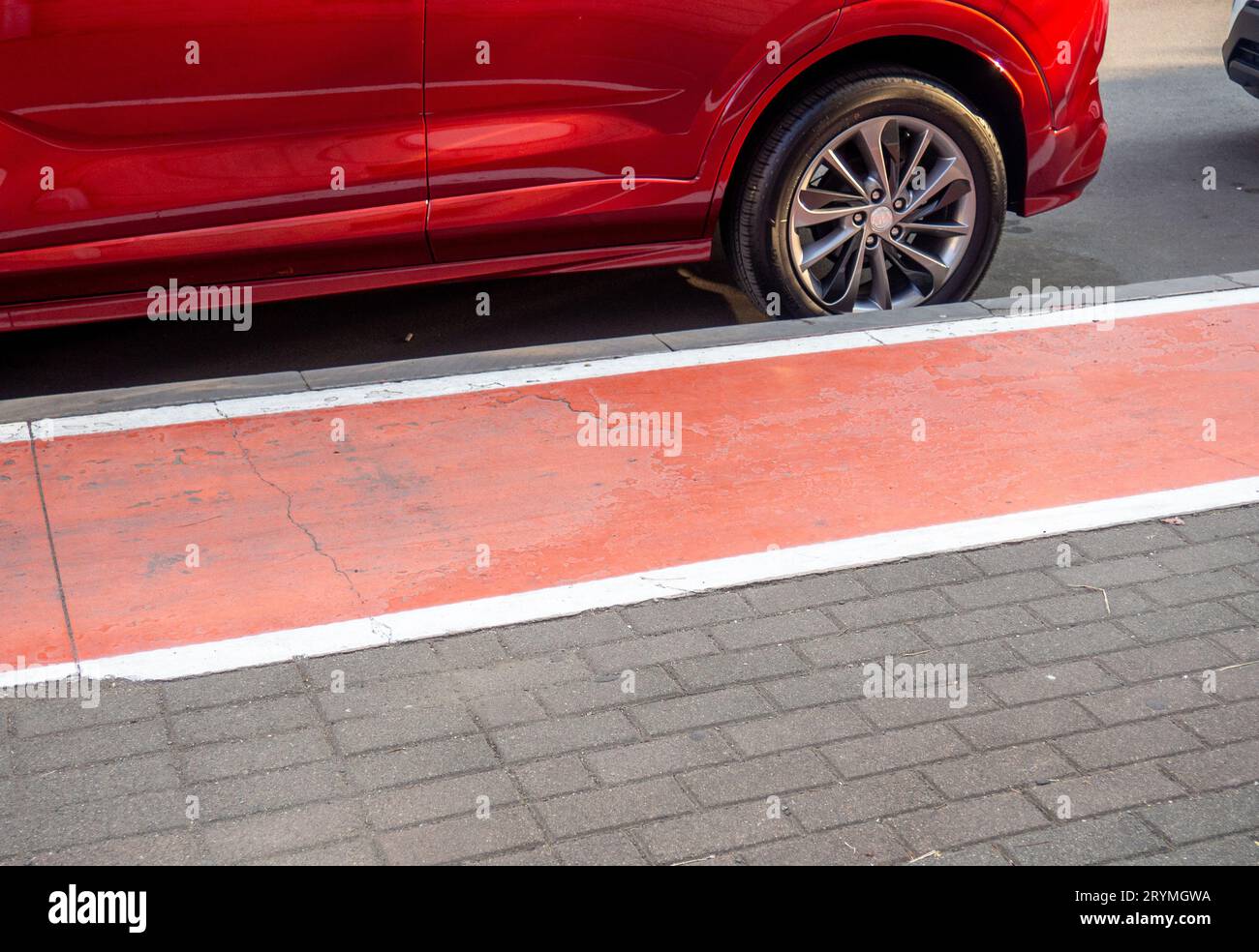 Bike path in the city. Part of the bike path. Convenience for cyclists ...