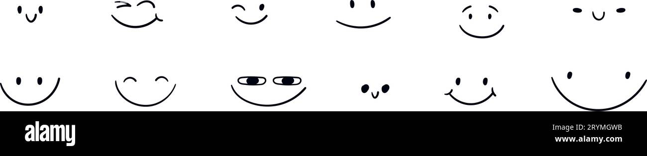 Quirky cartoon faces retro style eyes and expressions. For mascots or ...