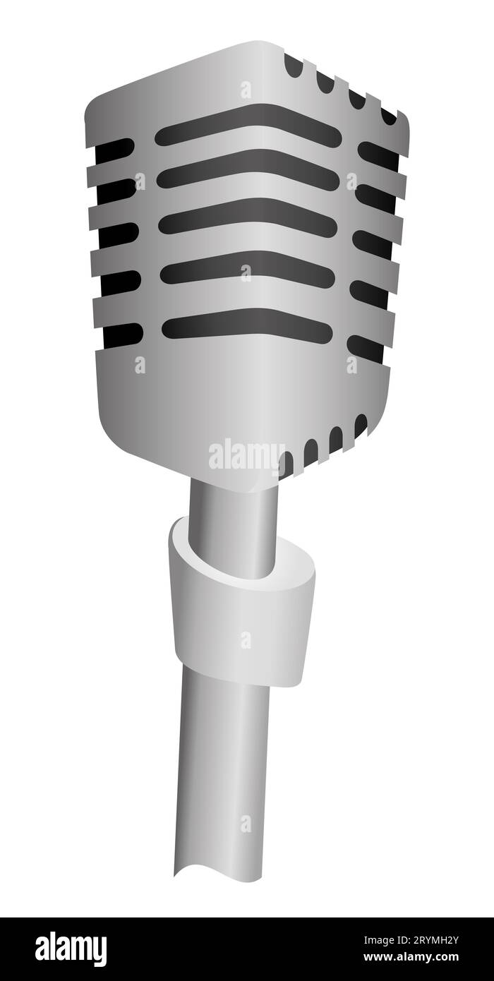 Gray music microphone isolated on white Stock Photo - Alamy