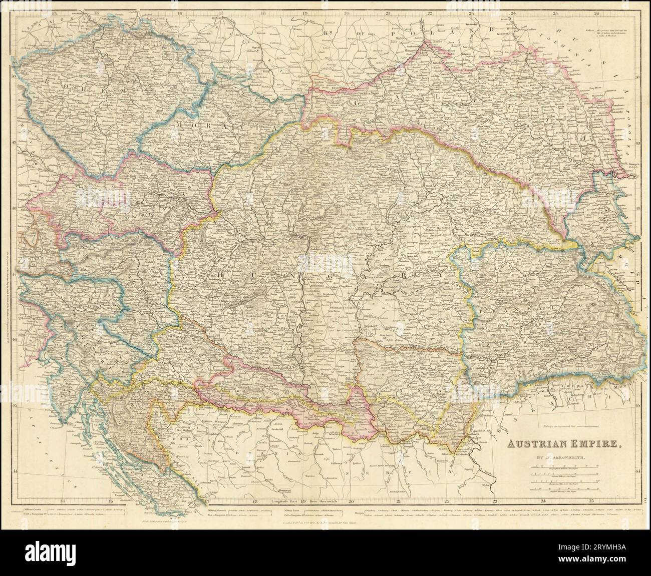 1858 map of the Austrian Empire by John Arrowsmith Stock Photo - Alamy