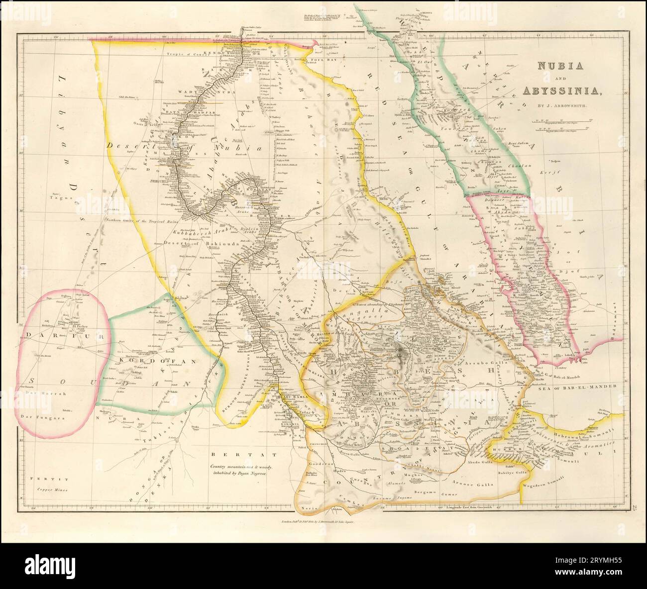 1842 map of Northeast Africa by John Arrowsmith Stock Photo - Alamy