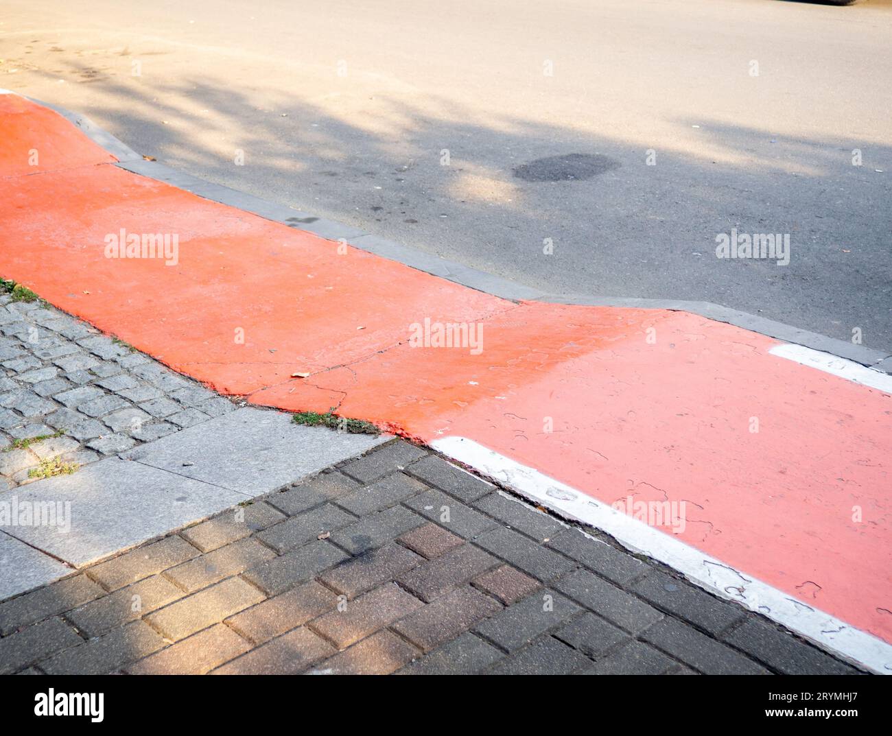 Bike path in the city. Part of the bike path. Convenience for cyclists in a modern city ...