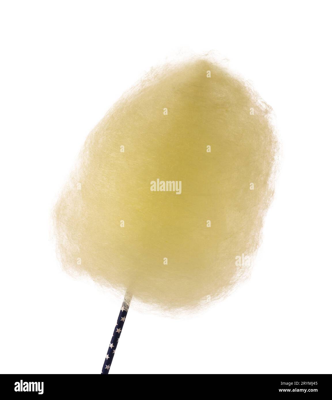 One sweet yellow cotton candy isolated on white Stock Photo - Alamy