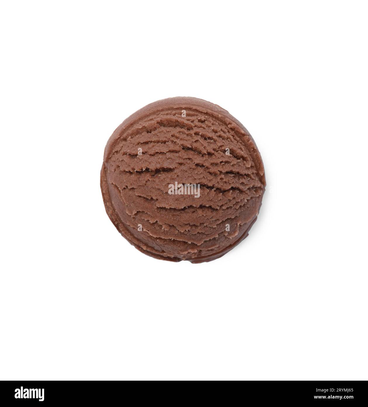 Scoop of tasty chocolate ice cream isolated on white, top view Stock ...