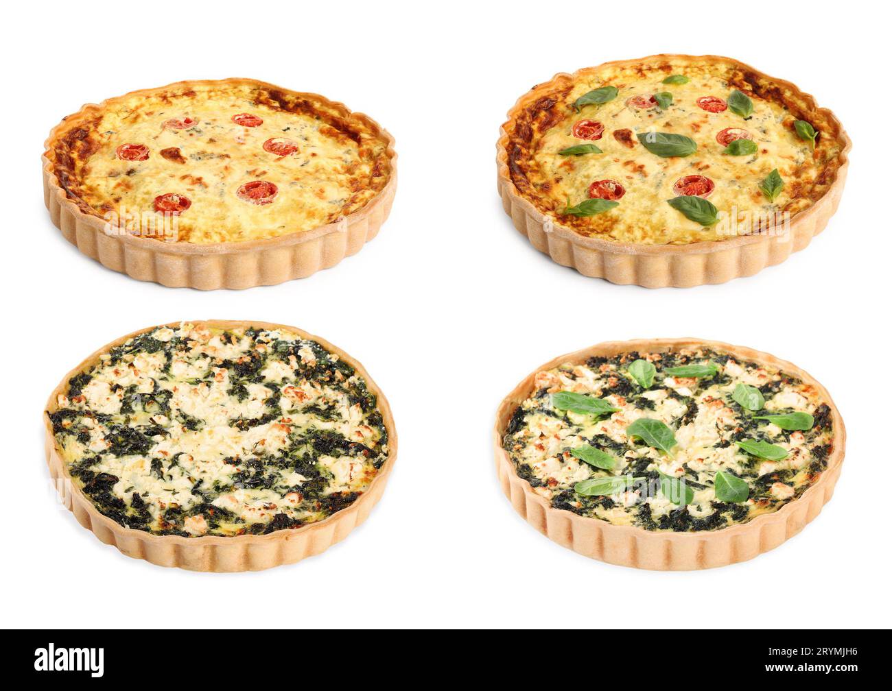 Different tasty quiches isolated on white, set Stock Photo - Alamy