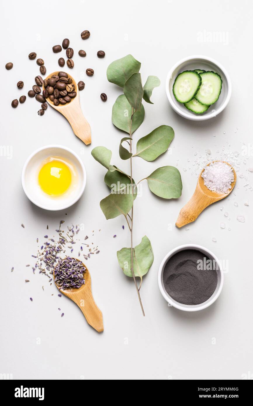 DIY organic cosmetics and spa concept. Natural ingredients for homemade ...