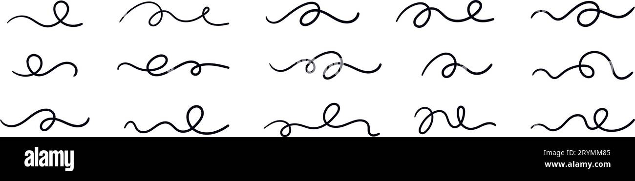 Hand drawn swoosh and underline elements curly and squiggly ...