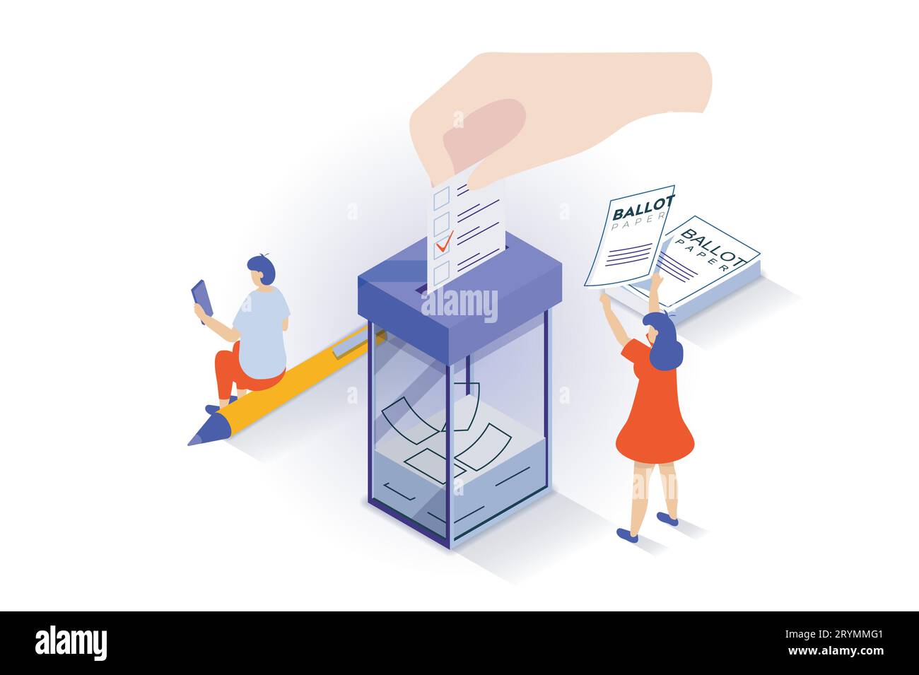 Election and voting concept in 3d isometric design. People vote in ...