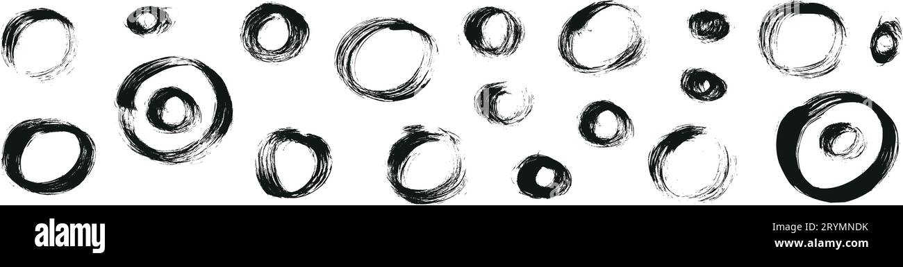 Circular brush stroke with grunge texture. Flat vector illustration ...