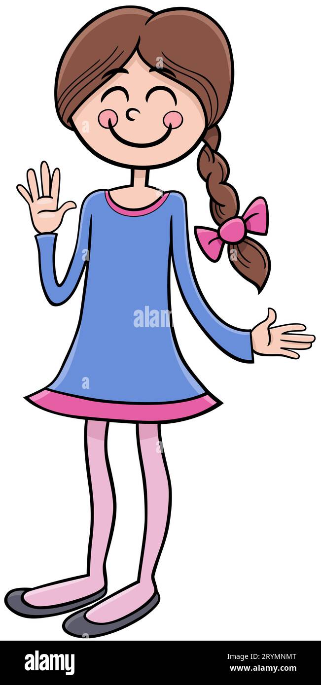 Cartoon illustration of elementary or teen age girl comic character ...