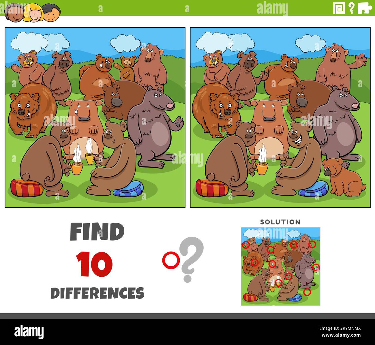 Cartoon illustration of finding the differences between pictures ...