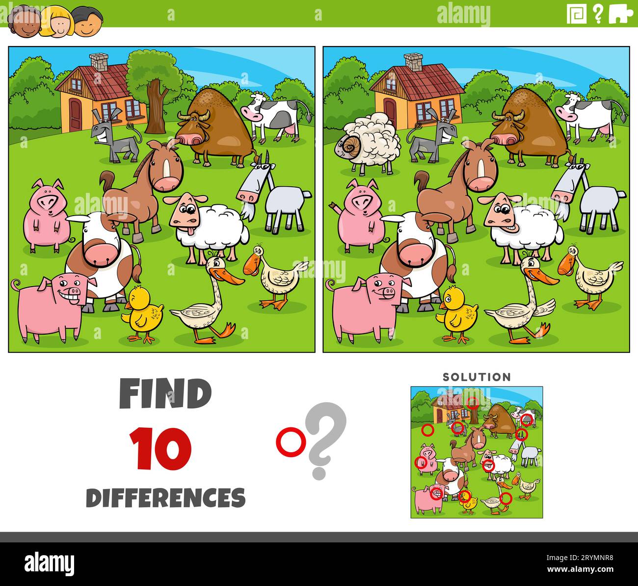 Cartoon illustration of finding the differences between pictures ...