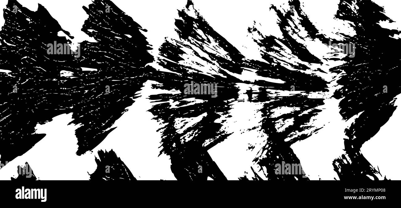 Rough grunge paintbrush strokes and smears with roller swoosh. Black ...