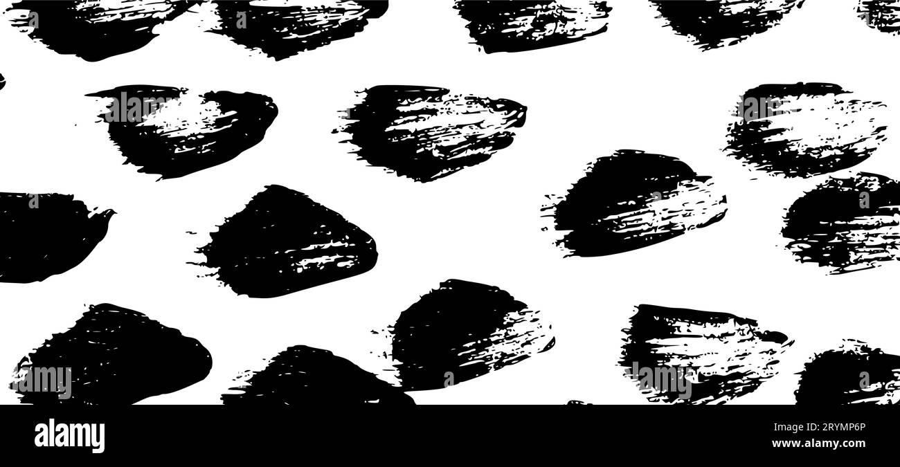 Rough grunge paintbrush strokes and smears with roller swoosh. Black ...