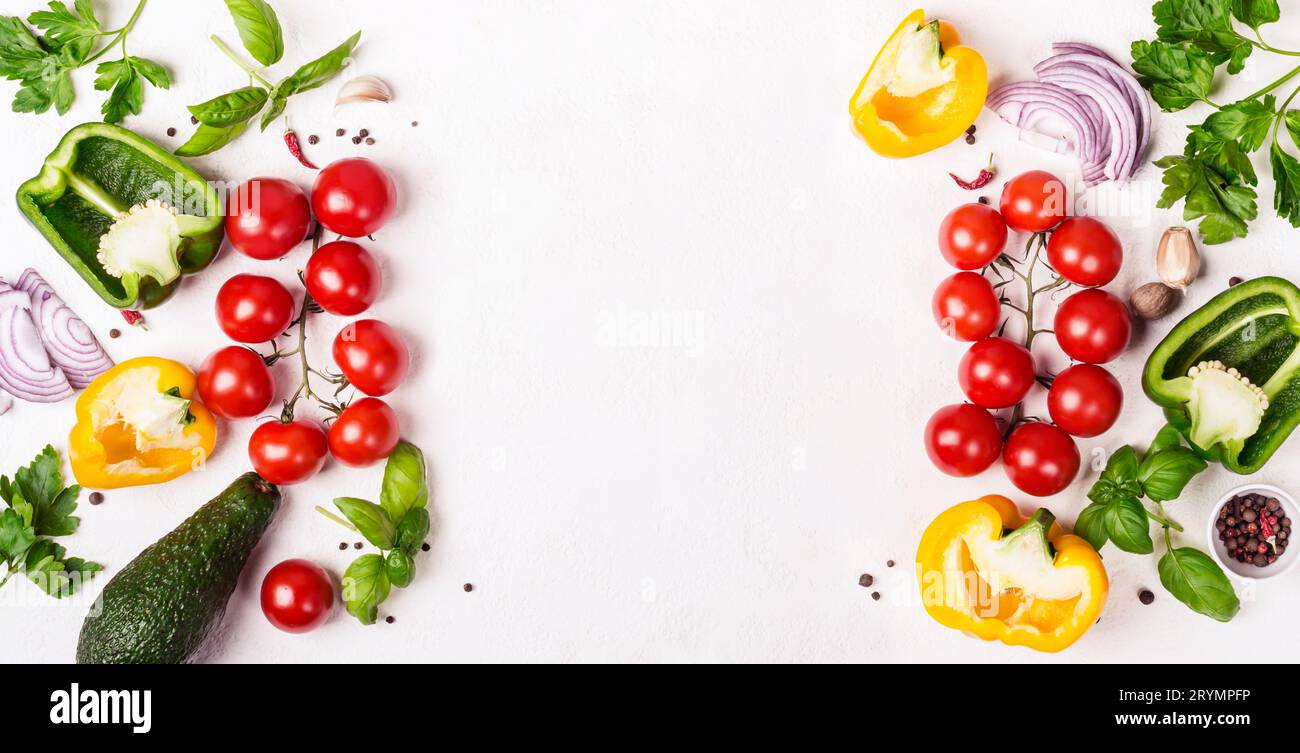 Food background with Organic Vegetables. Healthy food or diet concept ...