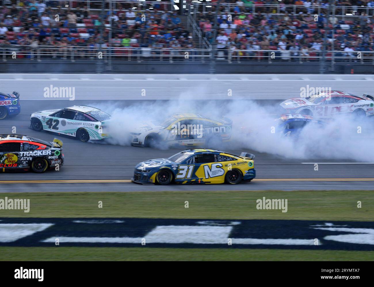 TALLADEGA, AL - OCTOBER 01: Carson Hocevar (#42 Legacy Motor Club ...