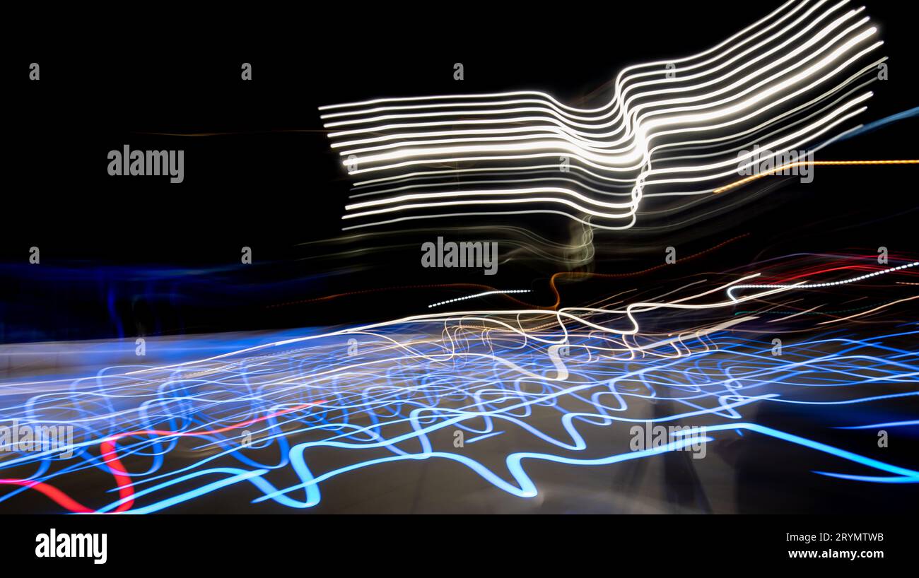 Moving blurry lights abstract background. Motion outdoor Stock Photo ...