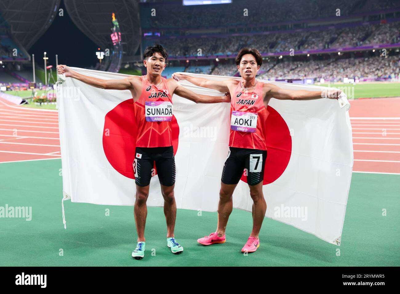 Hangzhou, China. 30th Oct, 2023. (L-R) Seiya Sunada, Ryoma Aoki (JPN) Athletics : Men's 3000m SC ...