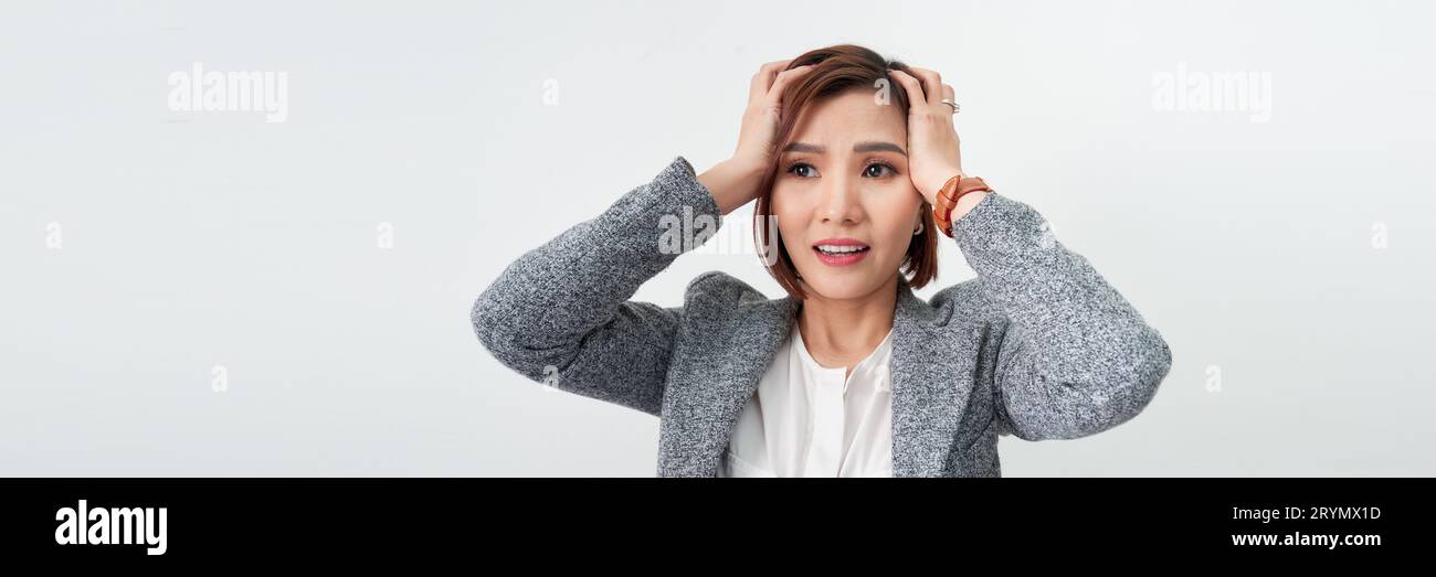 Emotional lady shouting in anger, being aggressive or mad, suffering ...