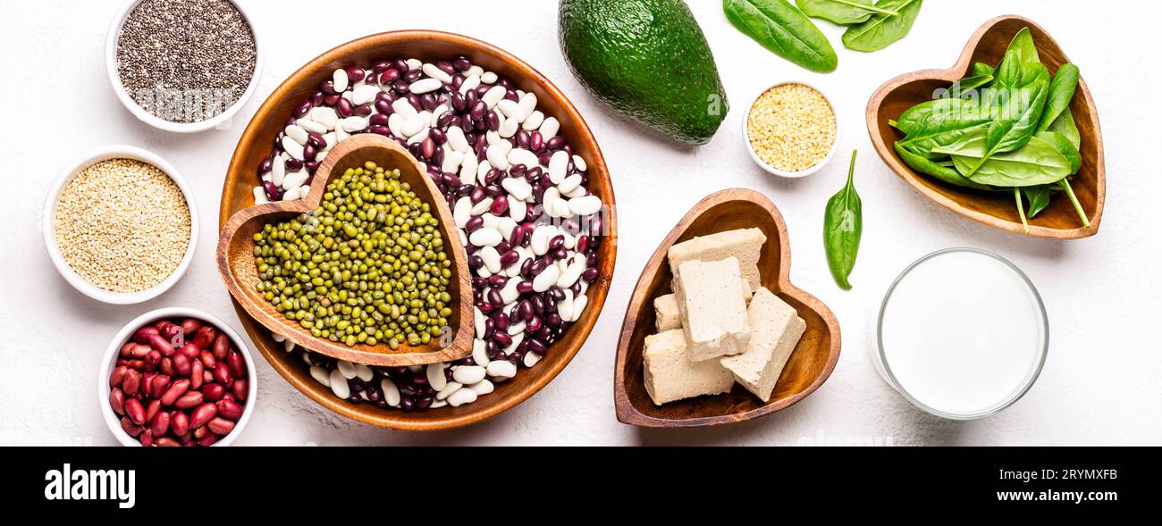 Selection of vegetable protein sources. Banner format Stock Photo - Alamy