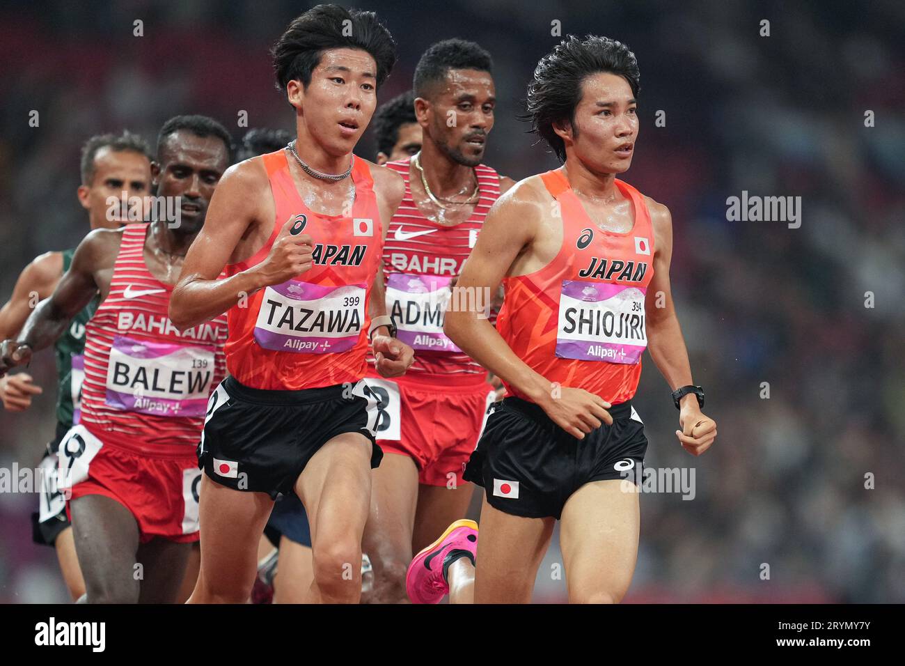 Hangzhou, China. 30th Sep, 2023. (L-R) Ren Tazawa, Kazuya Shiojiri (JPN) Athletics : Men's ...