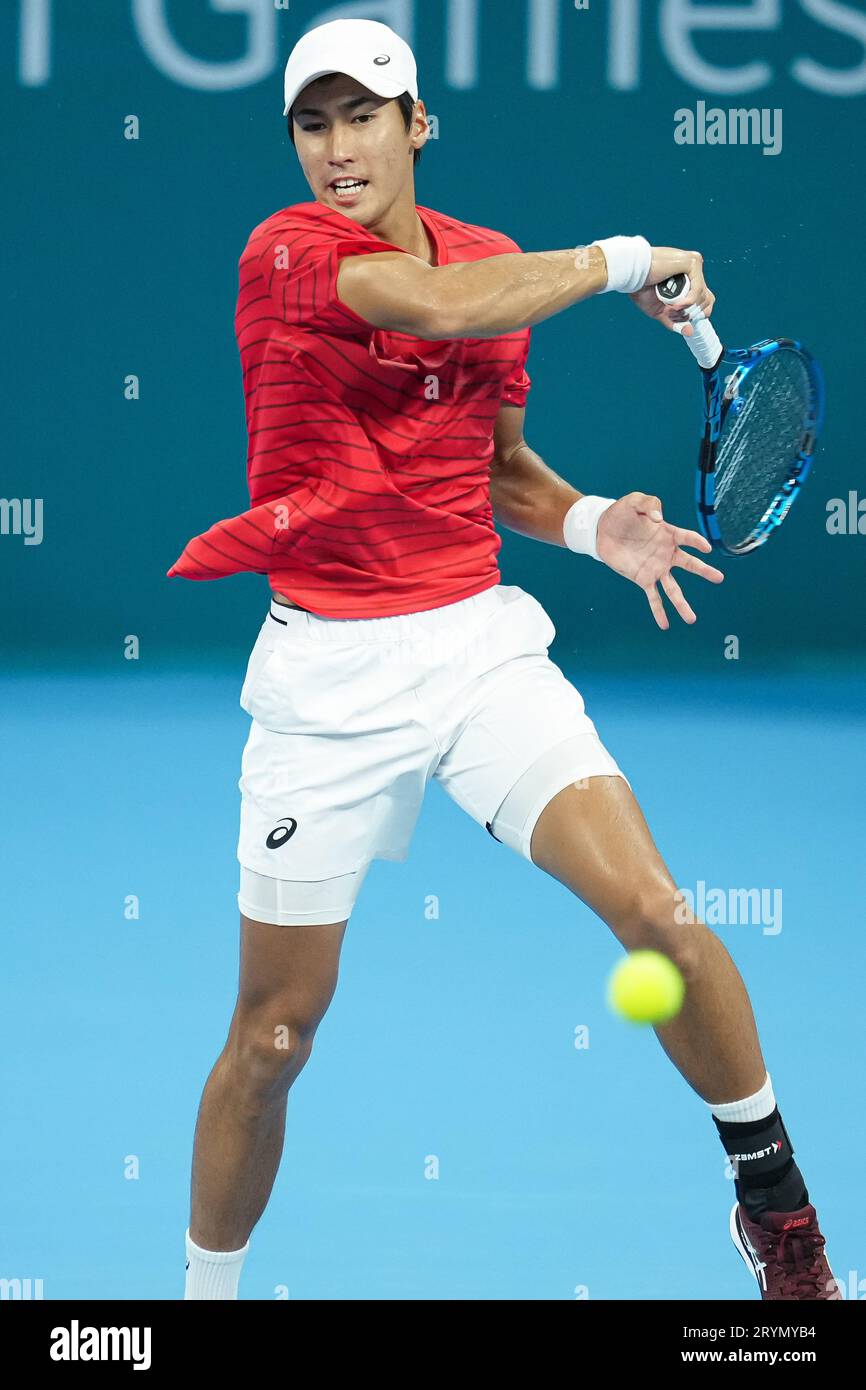 Hangzhou, China. 30th Sep, 2023. Yosuke Watanuki (JPN) Tennis : Men's Singles Final at Hangzhou ...