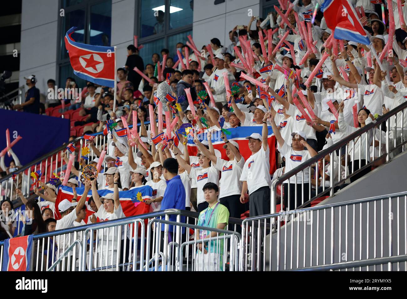Hangzhou, China. 1st Oct, 2023. North Korea fans (PRK) Football/Soccer ...