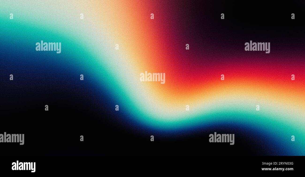 Vibrant orange teal white psychedelic grainy gradient color flow wave ...