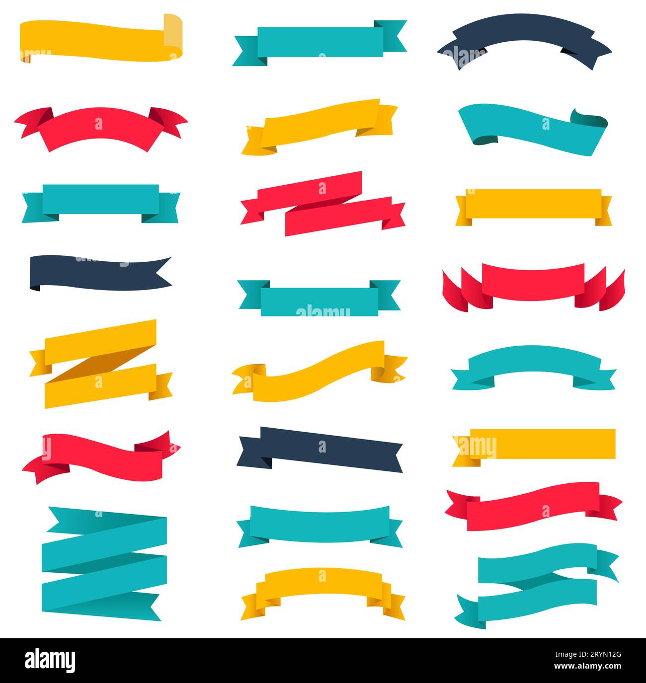 Retro Ribbons Set Transparent Background With Gradient Mesh, Vector ...