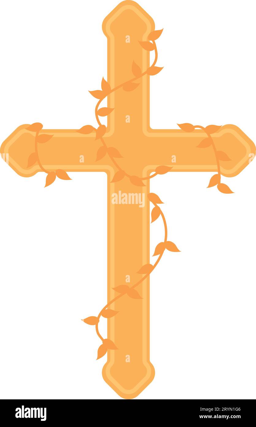 catholic cross with leaves Stock Vector Image & Art - Alamy