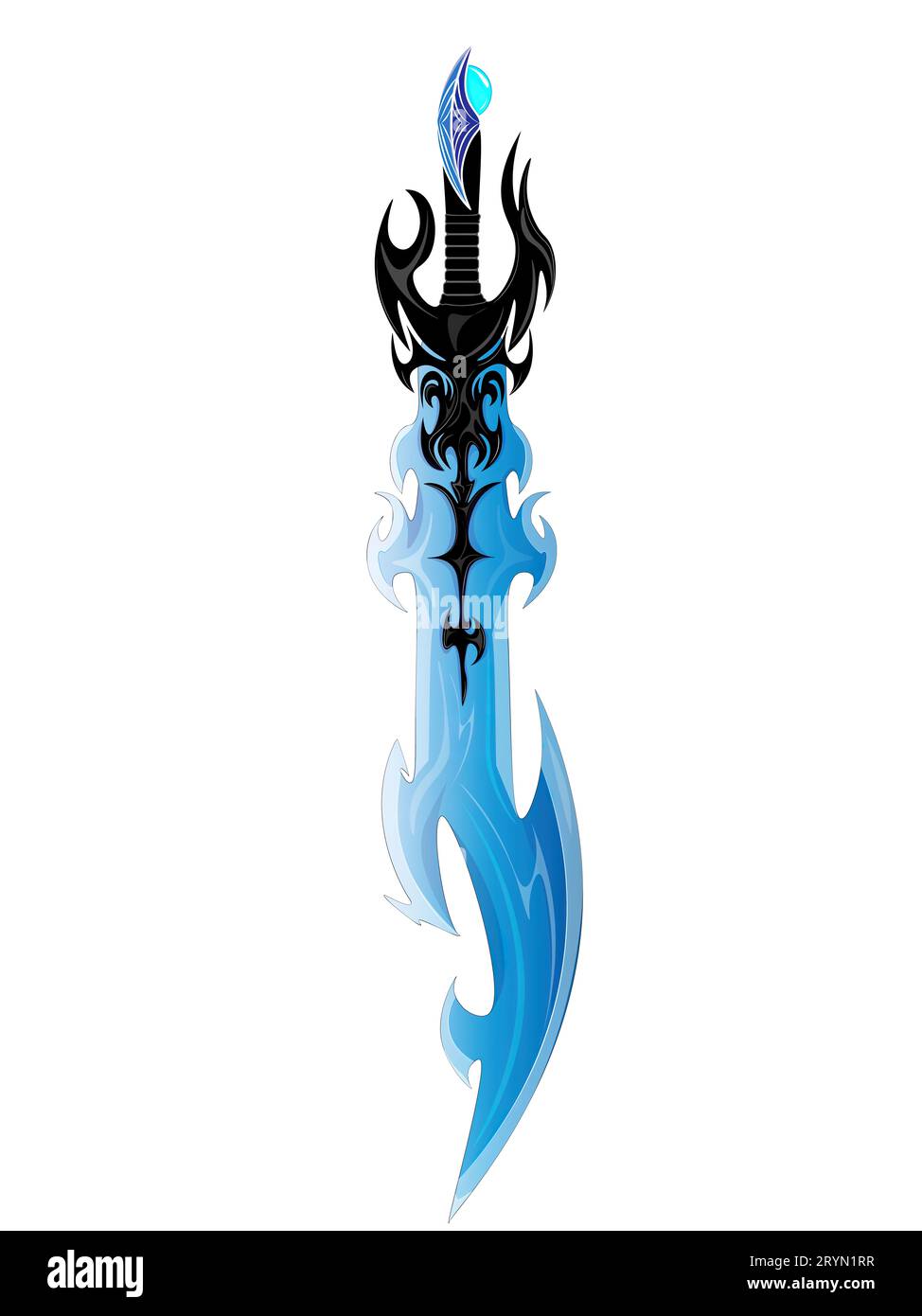 ice magic sword. Black magical metal frames the cold blue steel of the ...