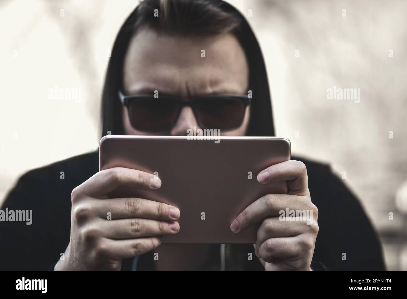 Young computer hacker working hi-res stock photography and images - Alamy